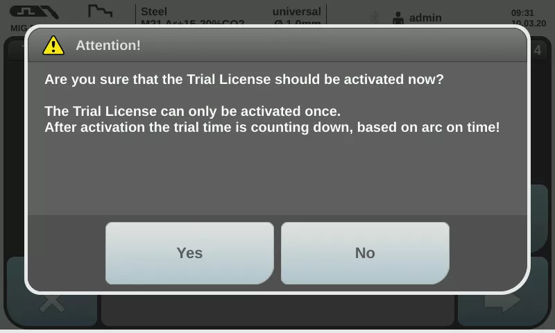 TPS/i ve iWave kaynak sistemleri için Trial License