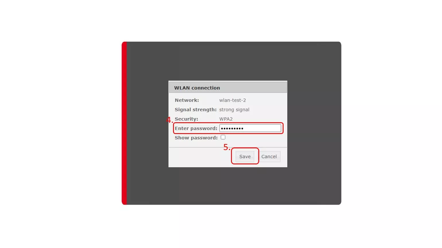 12. Enter the network key for your home network and click Save.