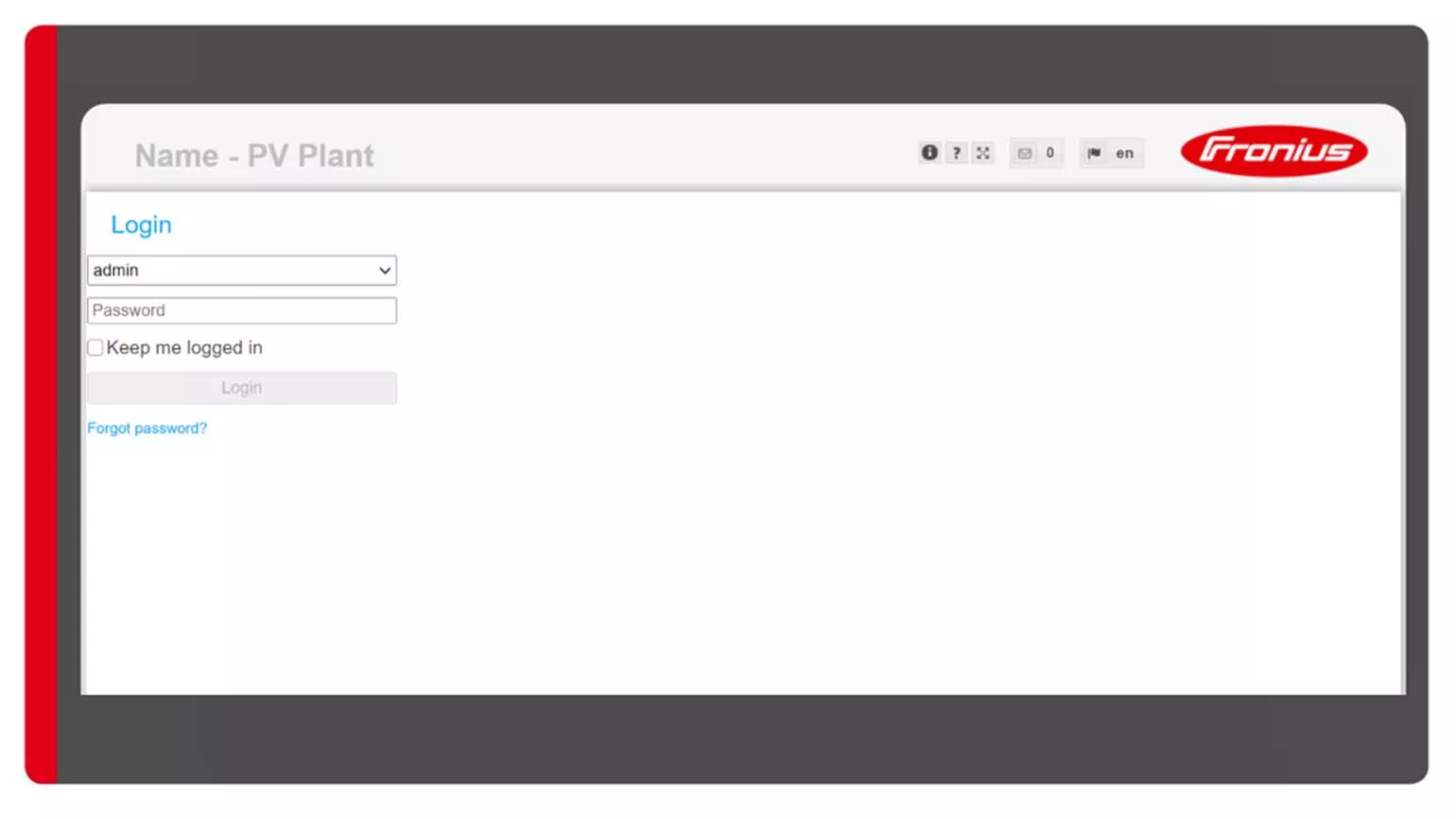 9. Enter the login data for the access on the web user interface.